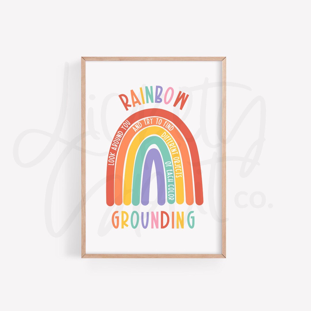 Rainbow Grounding Poster: Kids Mindfulness Breathing Exercise (digital ...
