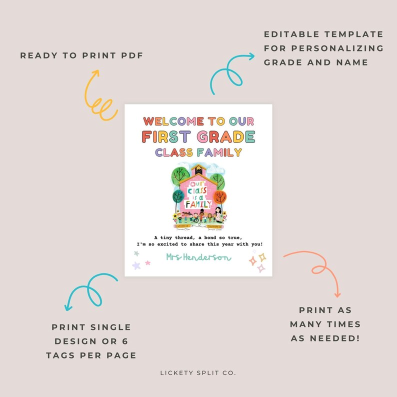 Our Class is A Family Tags, Printable Back to School Gift, Welcome to ...