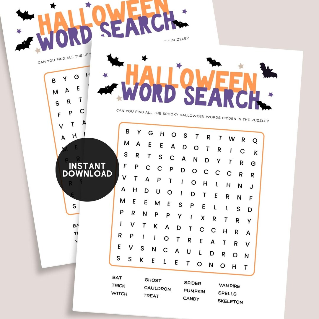Halloween Word Search Puzzle: Spooky Kids Activity (printable PDF) - Etsy