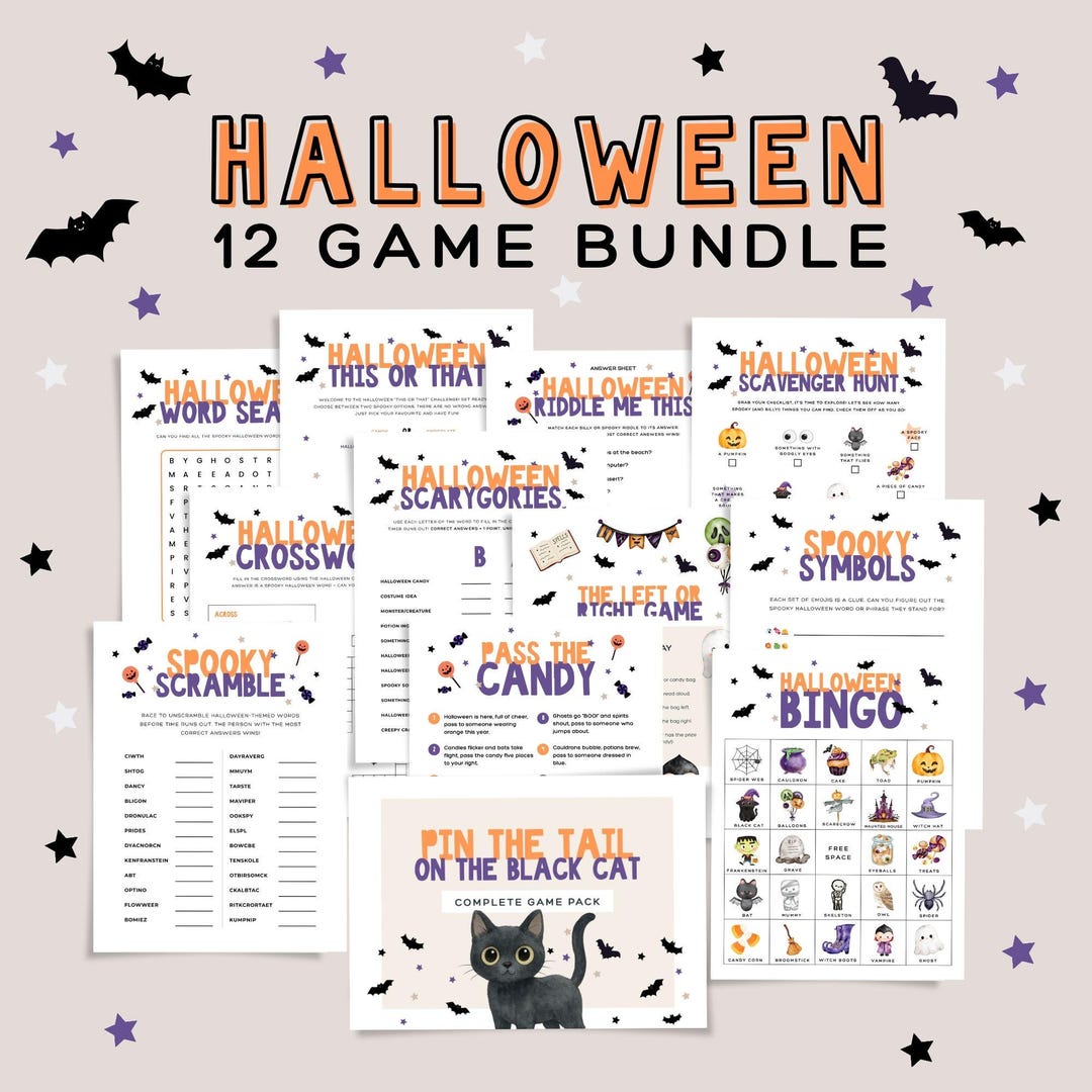 Printable Halloween Game Bundle: 12 Kids Games (PDF Download) - Etsy