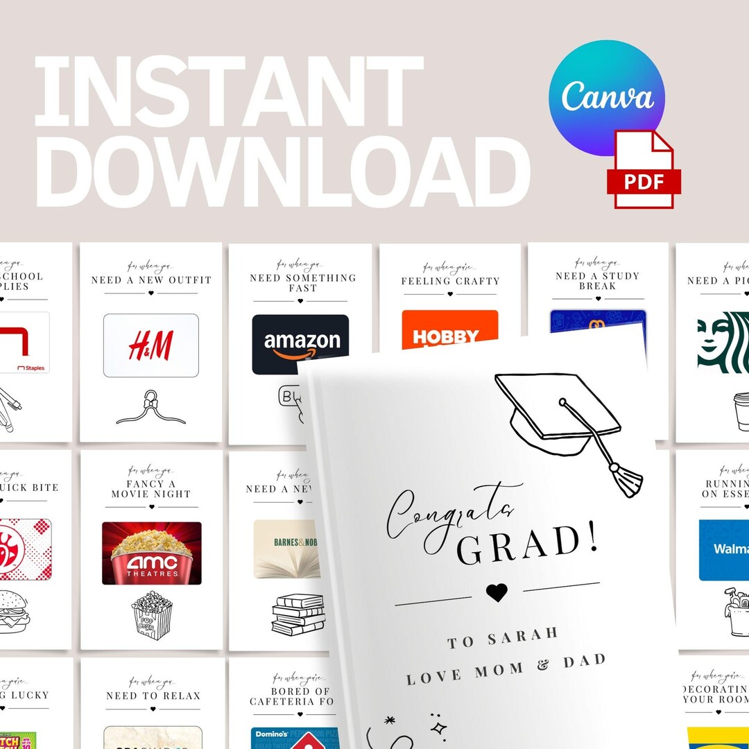 Graduation Gift Card Book, Printable Graduate Gift Card Holder, for ...