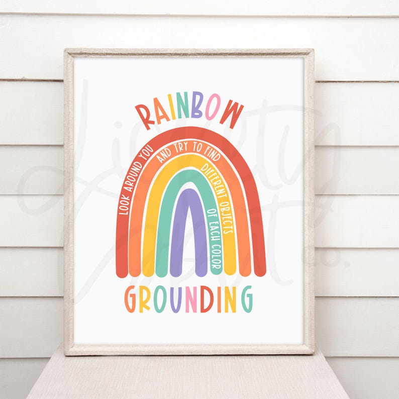 Rainbow Grounding Poster: Kids Mindfulness Breathing Exercise (digital ...