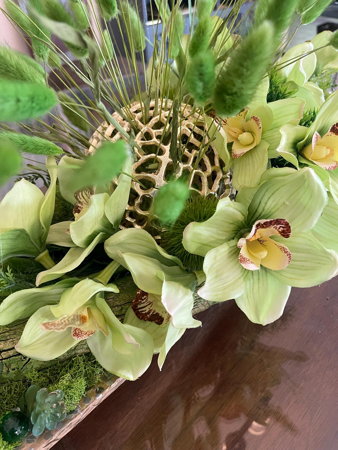 Green Orchids Centerpiece Large Bowl With Flowers Marple Ball Luxury ...