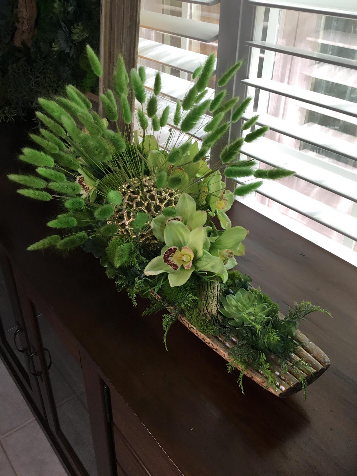 Green Orchids Centerpiece Large Bowl With Flowers Marple Ball Luxury ...