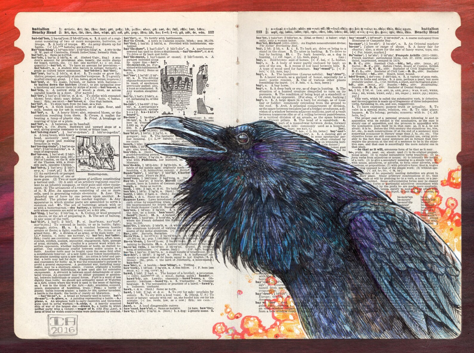 Raven Magic - Medieval Illustration on Dictionary Page - Museum Quality ...