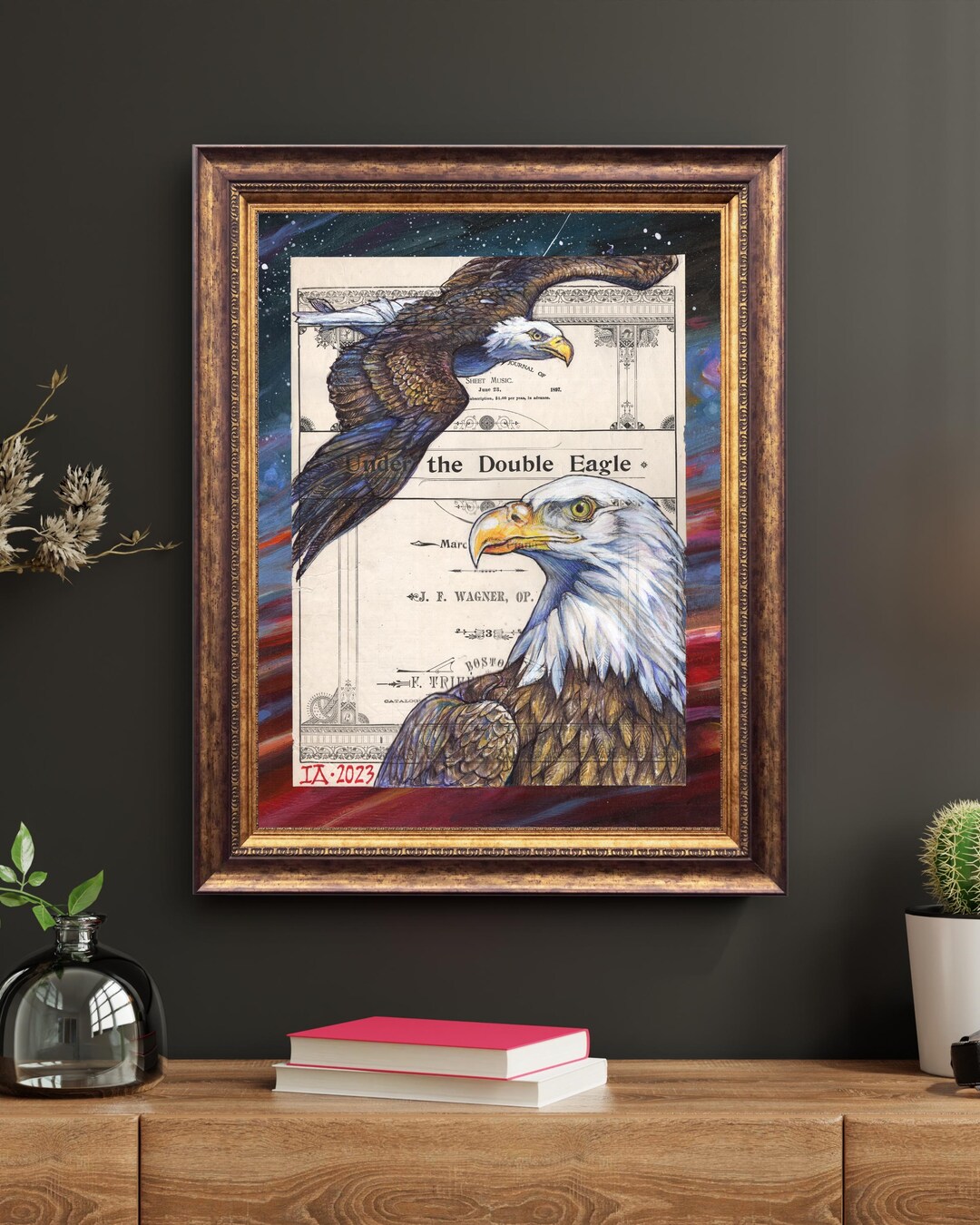 Eagle Eyes - Double Eagle Illustration on 19th Century Songbook Cover ...