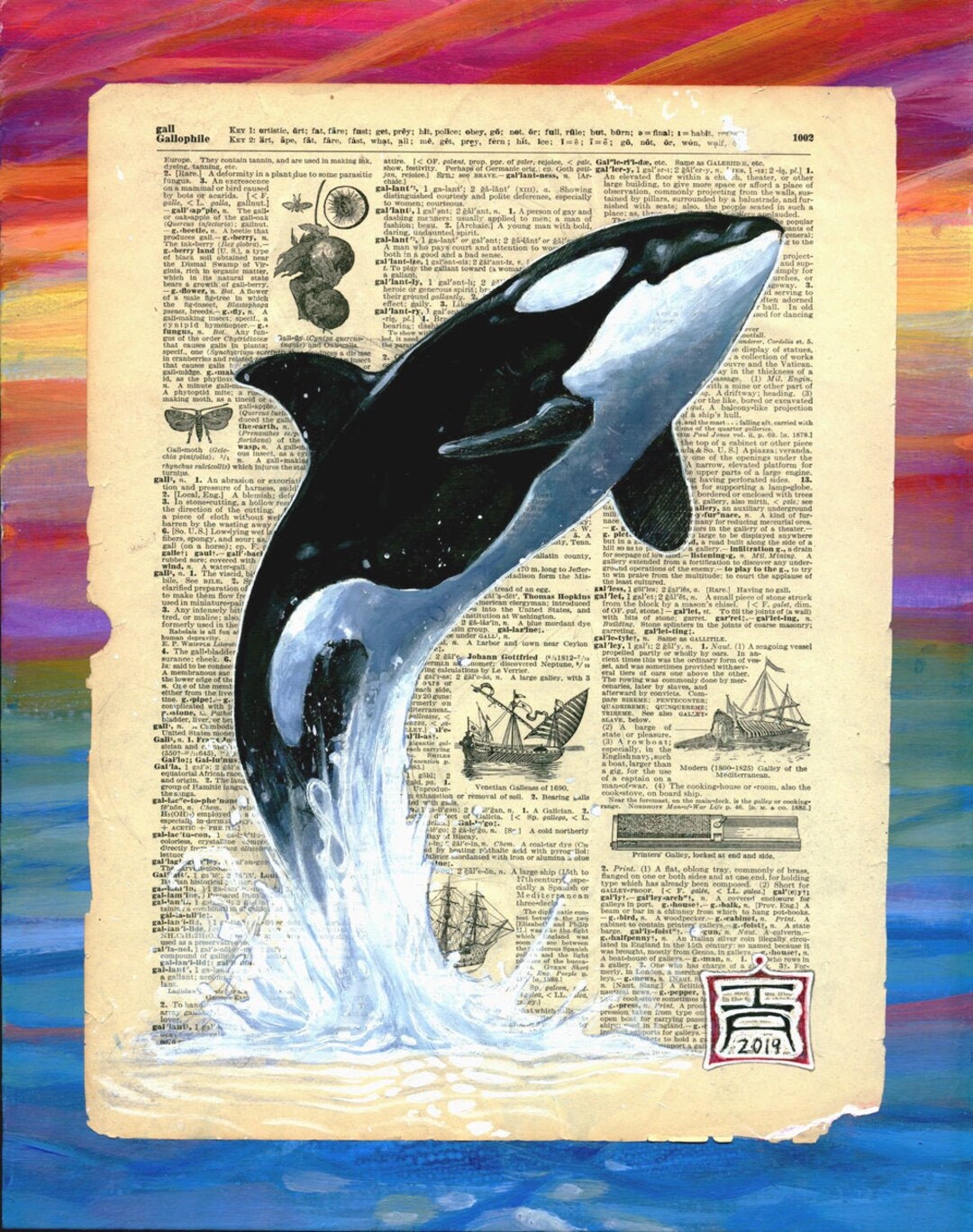 Orca Art on Dictionary Page - Museum Quality Print - Etsy