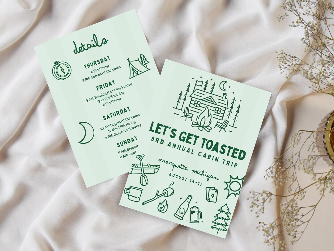 Cabin Trip Itinerary Template, Weekend Agenda, Canva Editable ...