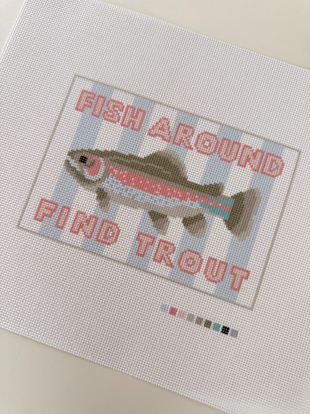 Fish Around & Find Trout - 18 Mesh Needlepoint Canvas - Etsy