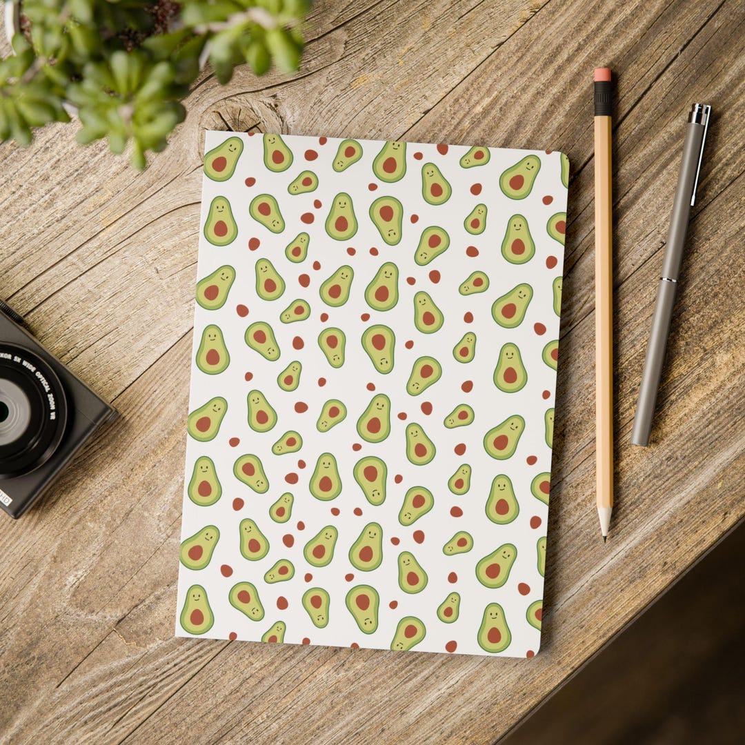 Avocado-themed Softcover Journal, Cute Writing Notebook, Gift for Food ...