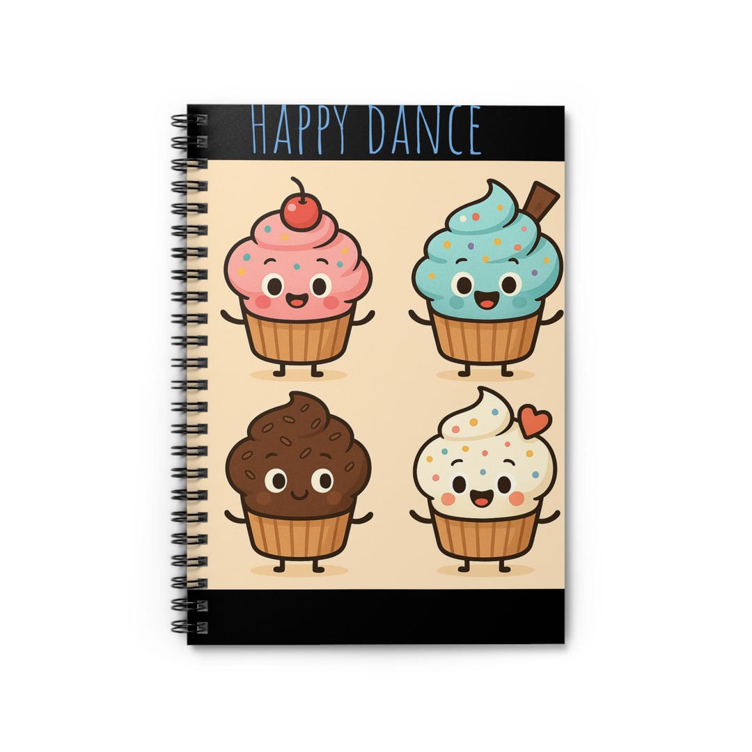 Cute Cupcake Spiral Notebook - Happy Dance Journal, Gift for Baking ...