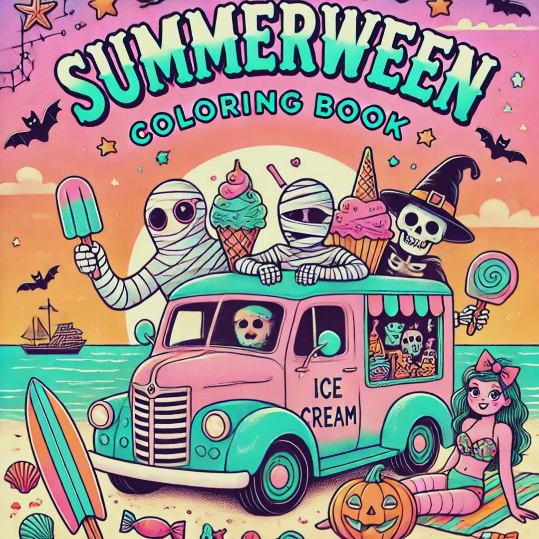 Summerween Coloring Book – Cute Spooky Beach Scenes, Halloween Meets ...