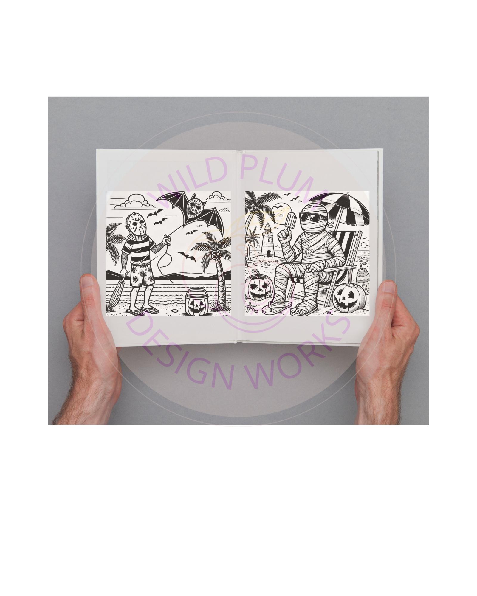 Summerween Coloring Book – Cute Spooky Beach Scenes, Halloween Meets ...