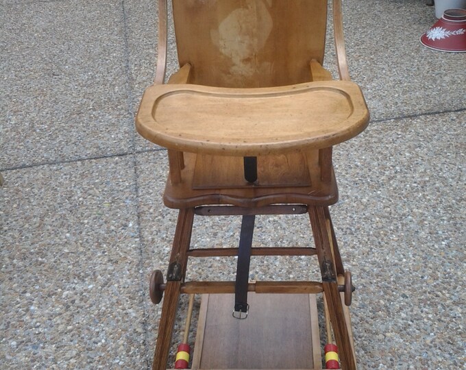 Antique Combination High Chair Potty and Activity Table and Chair Wood ...