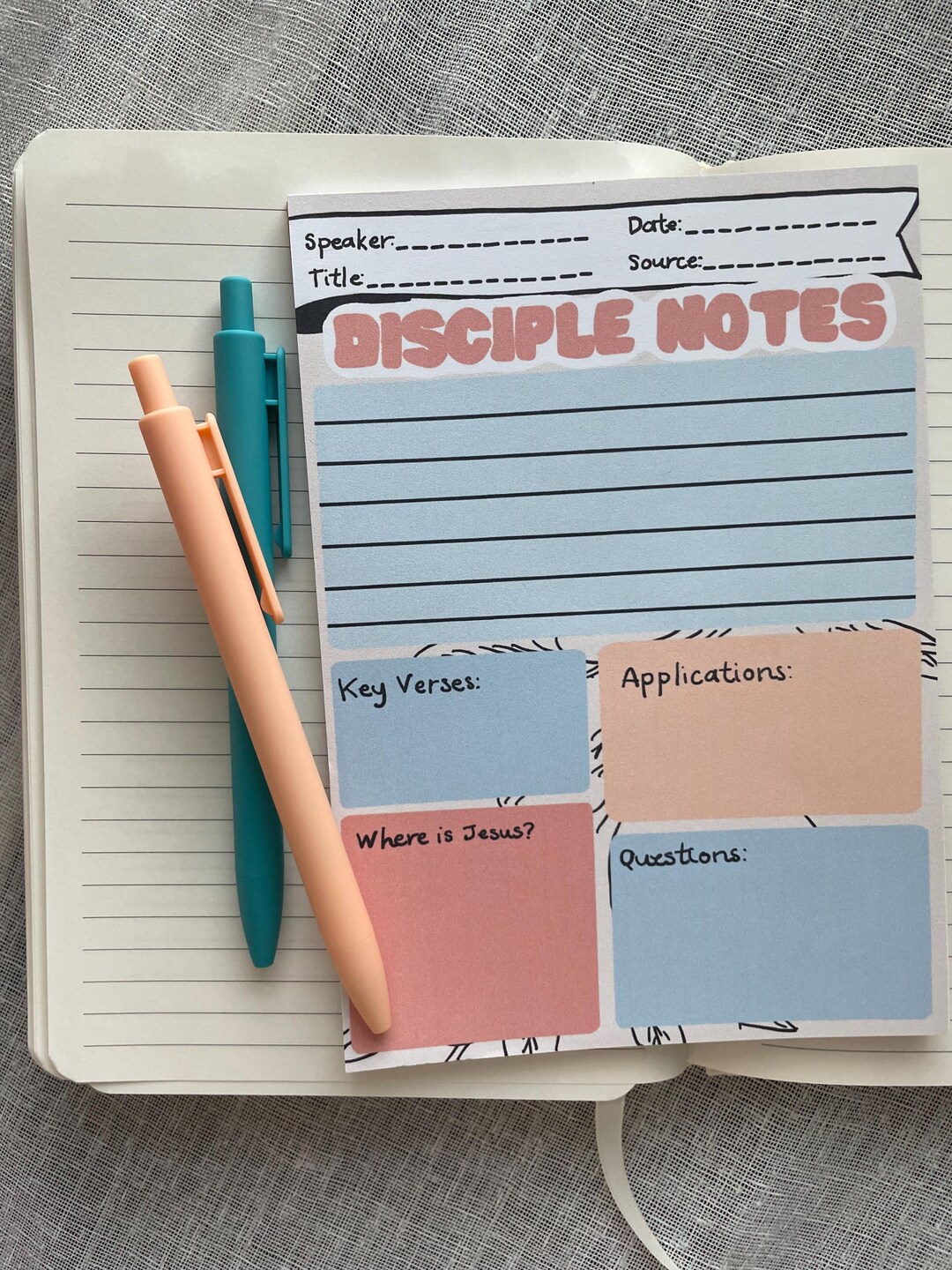 Disciple Notes Notepad - Bible Study Journal | Sermon Notes | Podcast ...