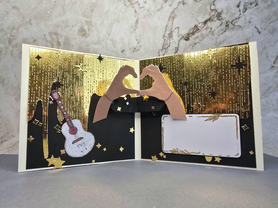 Fearless Themed Pop up Card With 3D Hand Heart & Guitar Design - Etsy
