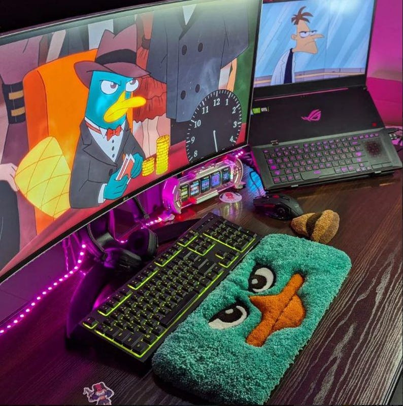 Perry the Platypus Keyboard Rug – 3D Soft Tufted Desk Mat | Handcrafted ...