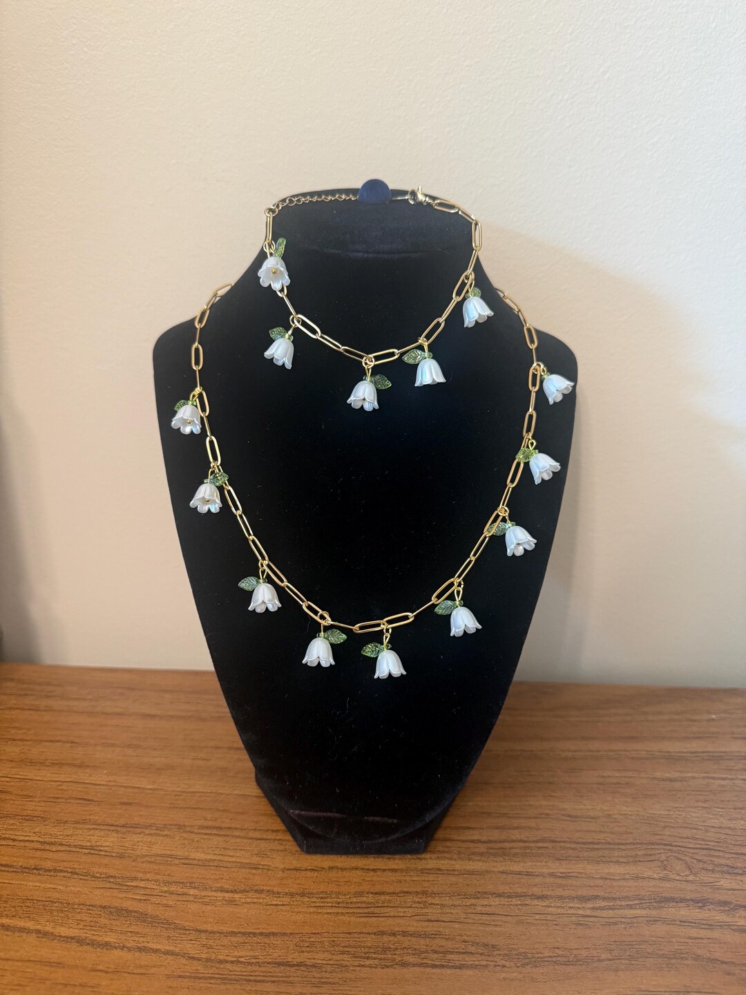 Handmade Tulip Flower Jewelry Set | Whimsical Gold Chain Bracelet ...