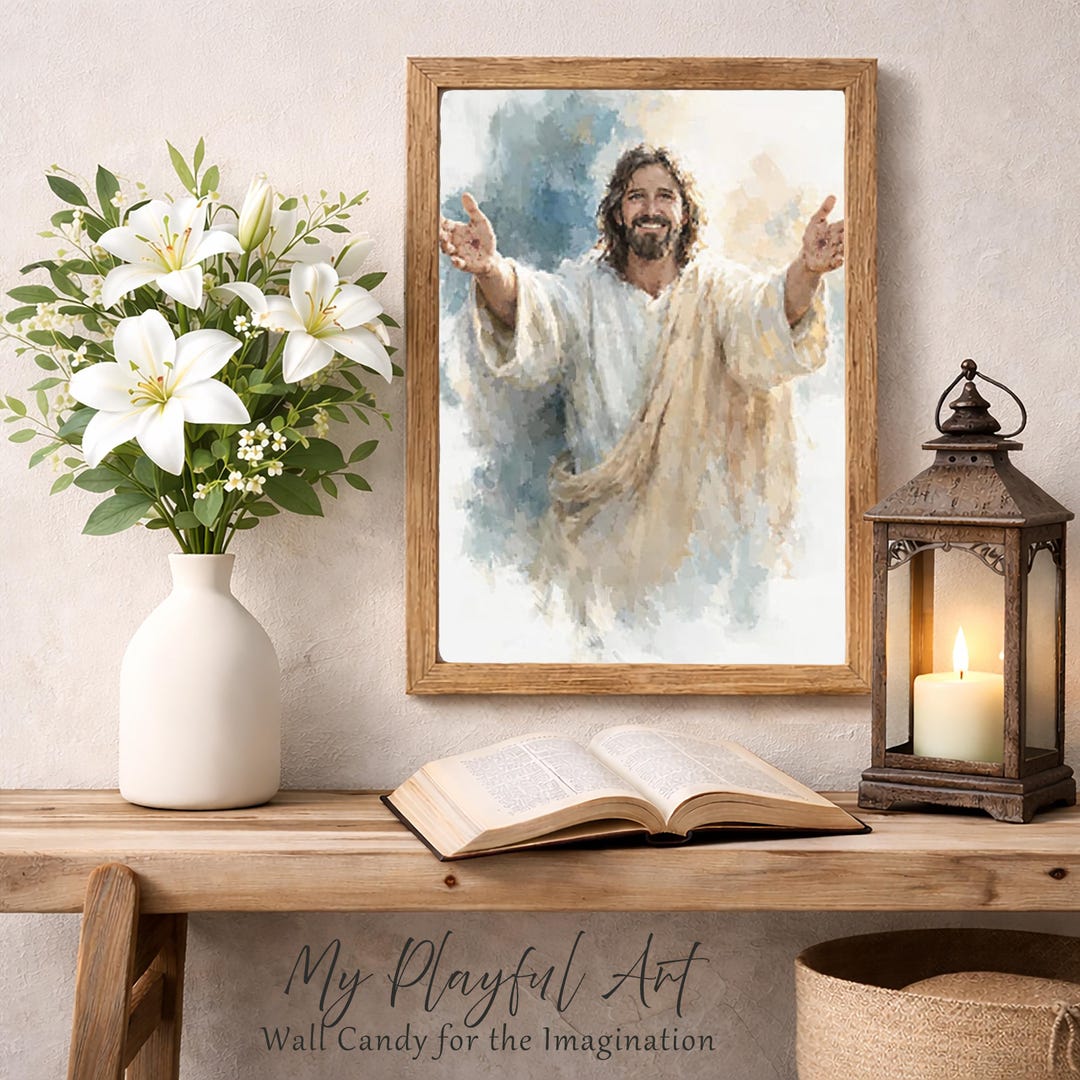 Jesus Wall Art Christian Faith Decor Resurrection Art, Easter Digital ...