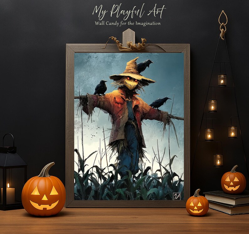 Spooky Halloween Scarecrow Print, Haunted Cornfield (digital 5x7) - Etsy
