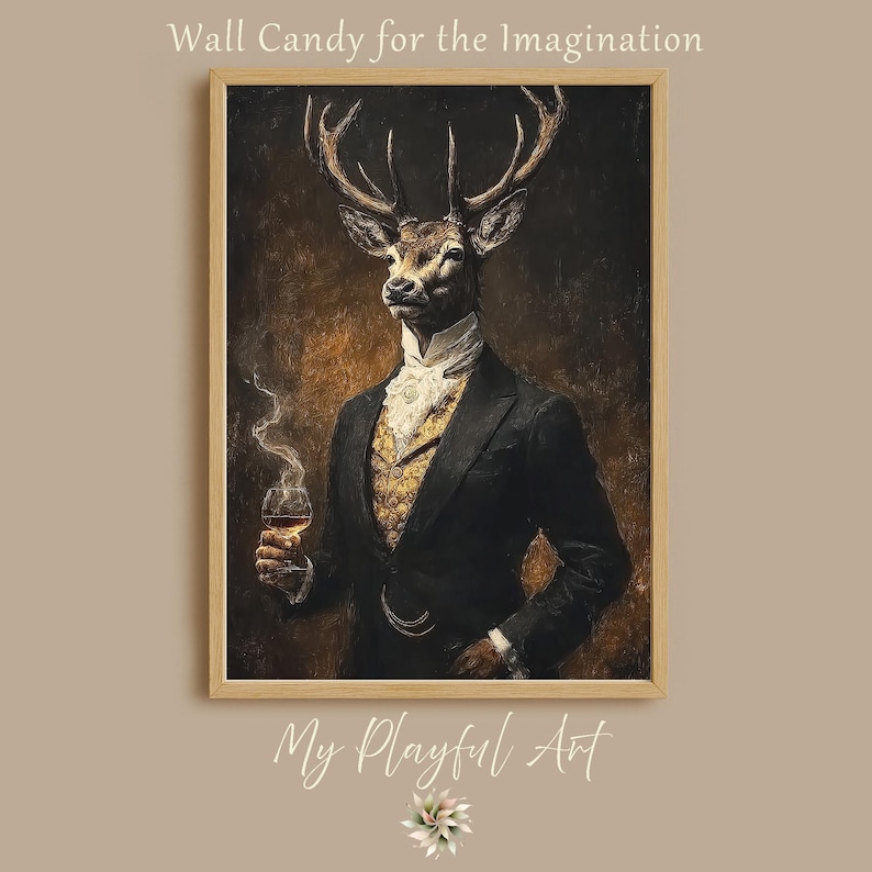 Gothic Victorian Stag Print, Deer in Suit (digital Download 5x7) - Etsy