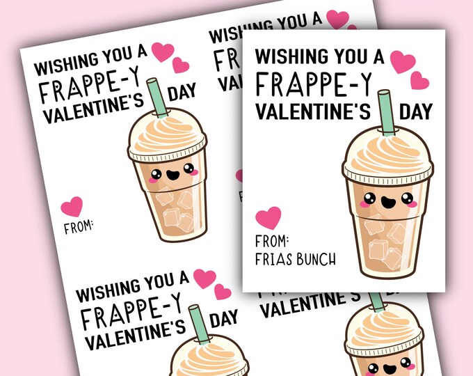 Valentine Printable Gift Tags, Coffee Gift Tags, Frappe Valentines Day ...