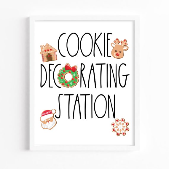 Cookie Decorating Sign, Christmas Cookie Party Decor, Printable Signs ...