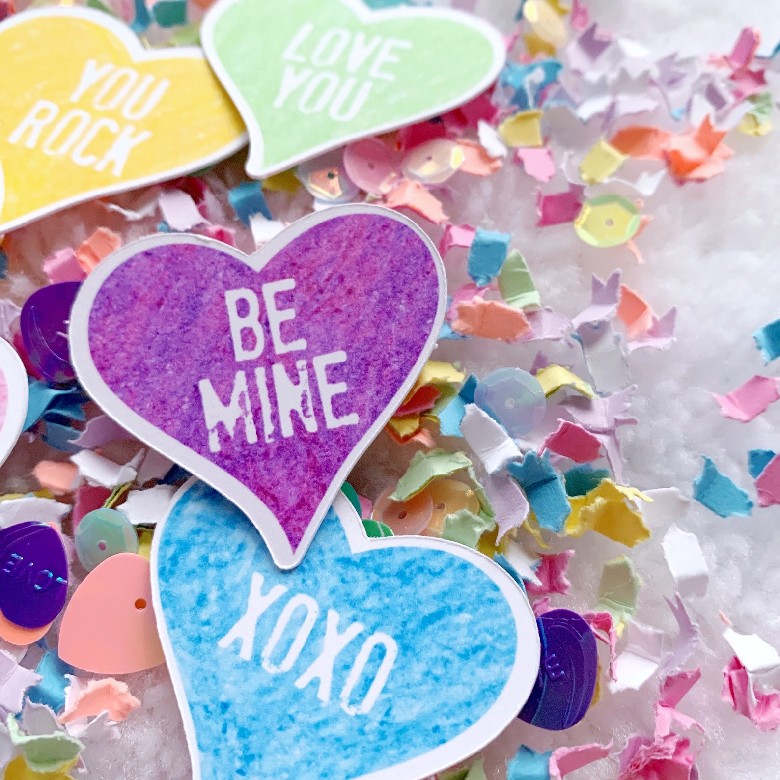 Conversation Hearts Decor, Valentine's Day Confetti, Pastel Rainbow ...