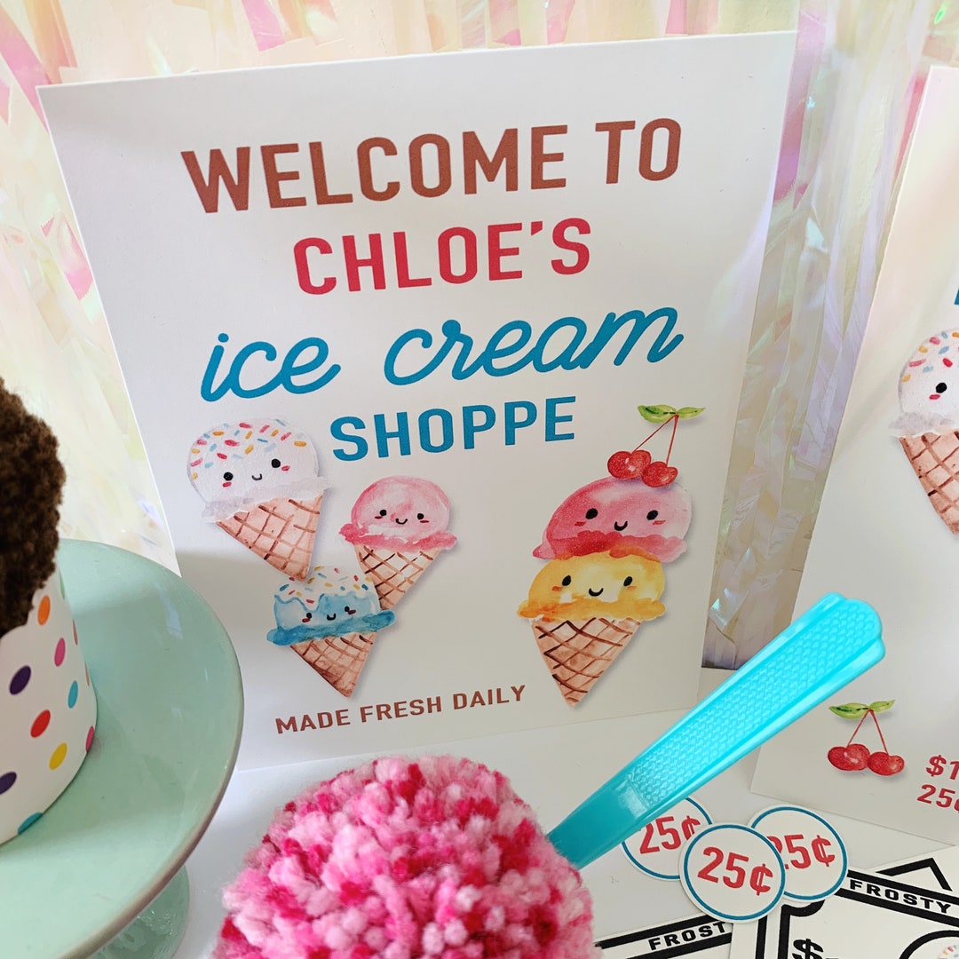 Ice Cream Party Sign, Custom Ice Cream Sign, Ice Cream Welcome Sign ...