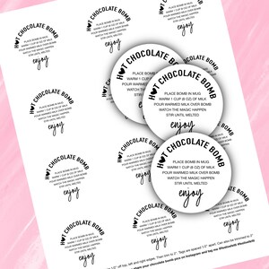 Printable Valentine's Day Hot Cocoa Bomb Tags, Round Gift Tags, Winter ...