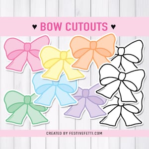 Pastel Bulletin Board Bows, Printable Bow Cut Out, Pastel Bow Garland ...