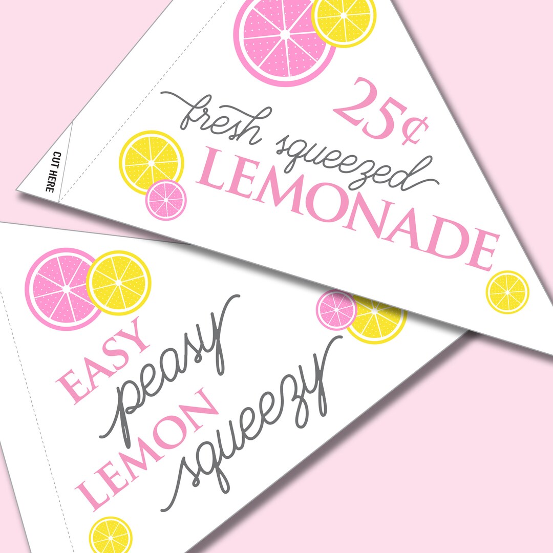 Lemon Party Printables, Lemonade Stand Sign, Lemon Party Decor ...