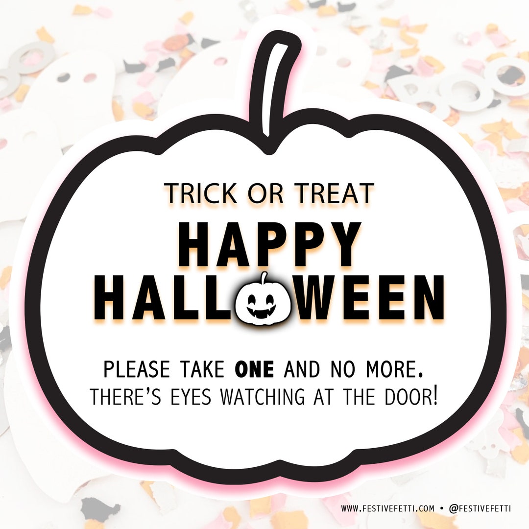 Trick or Treat Sign Printable, Please Take a Treat Sign, Halloween ...