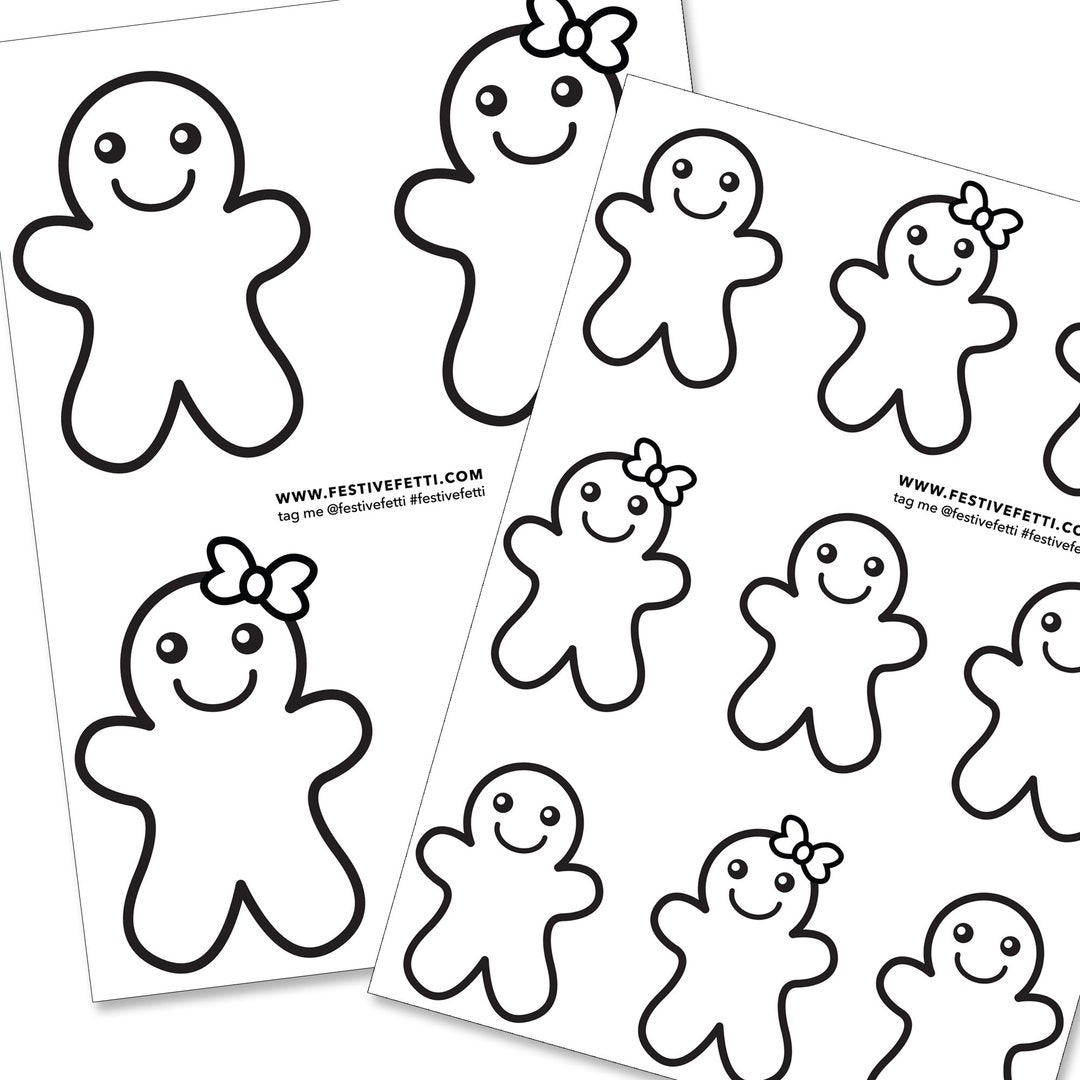 Holiday Gingerbread Coloring Page , DIY Gingerbread Garland ...
