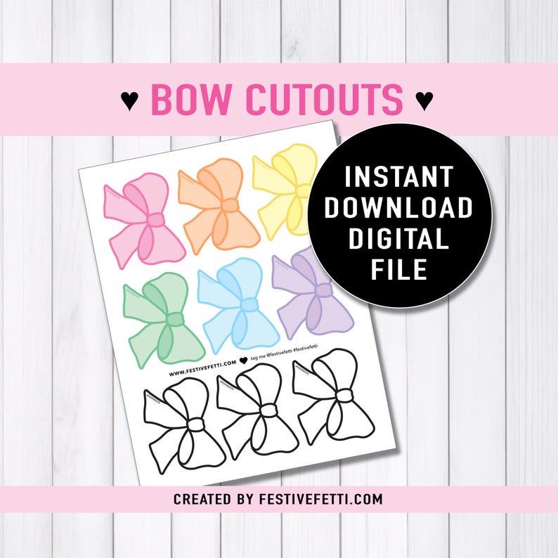 Pastel Bulletin Board Bows, Printable Bow Cut Out, Pastel Bow Garland ...
