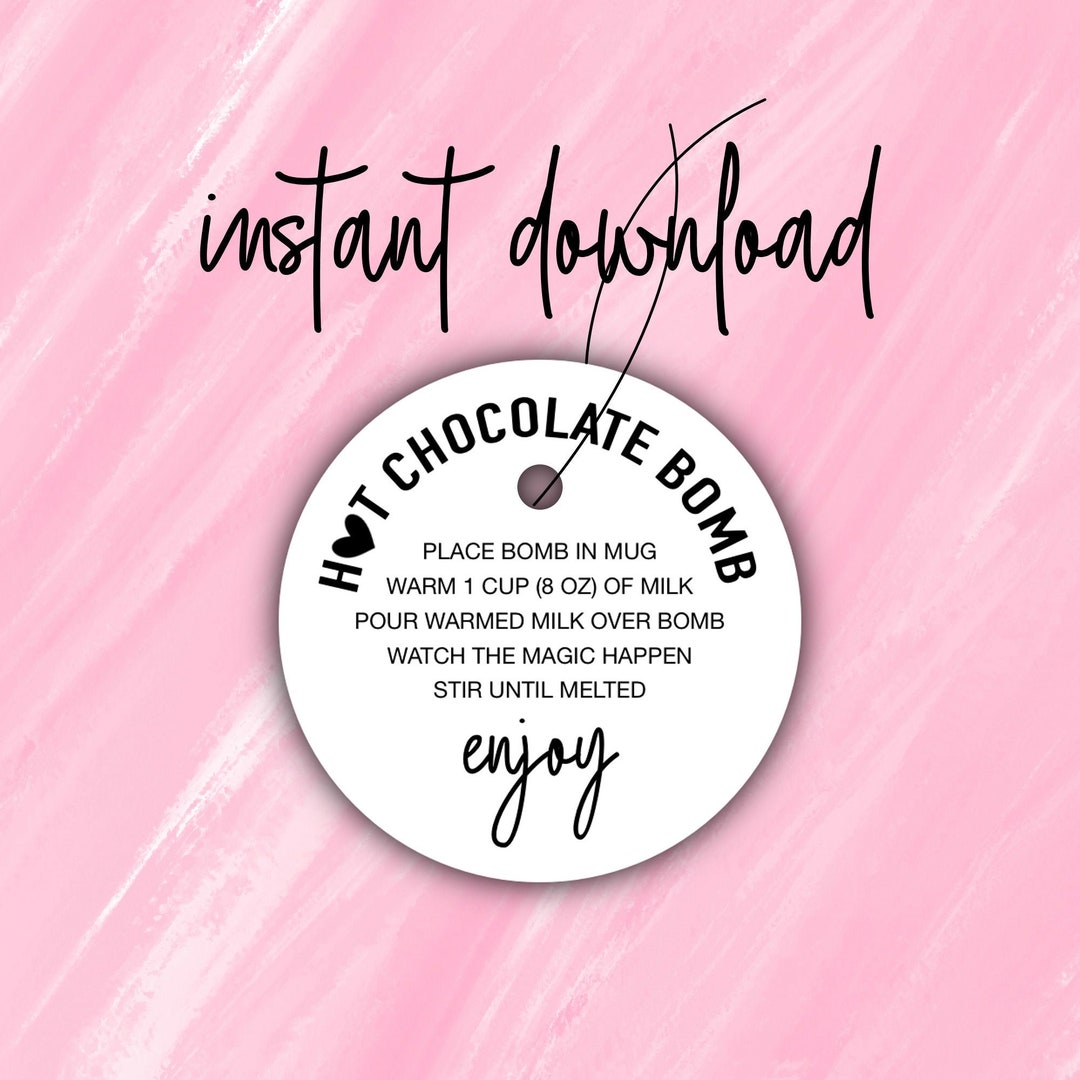 Printable Valentine's Day Hot Cocoa Bomb Tags, Round Gift Tags, Winter ...
