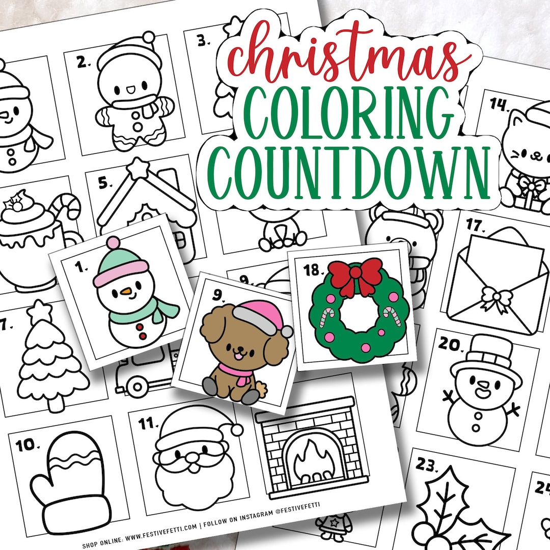Printable Christmas Coloring Countdown, Kids Christmas Coloring Pages ...