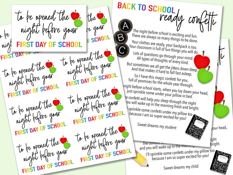 Back to School Ready Confetti Printable First Day of School - Etsy