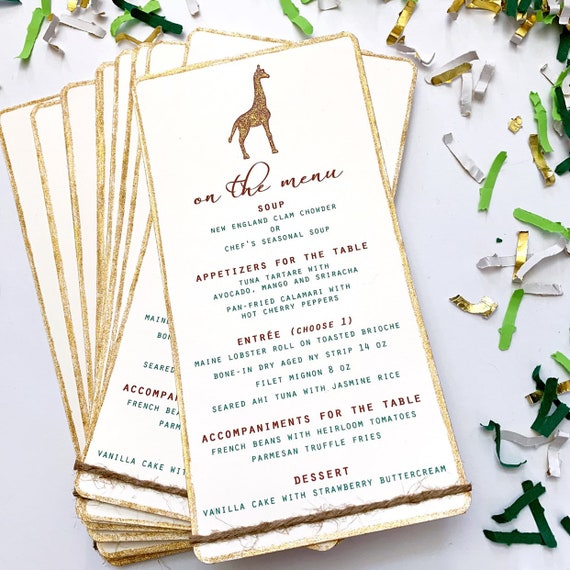 Safari Themed Food Menu