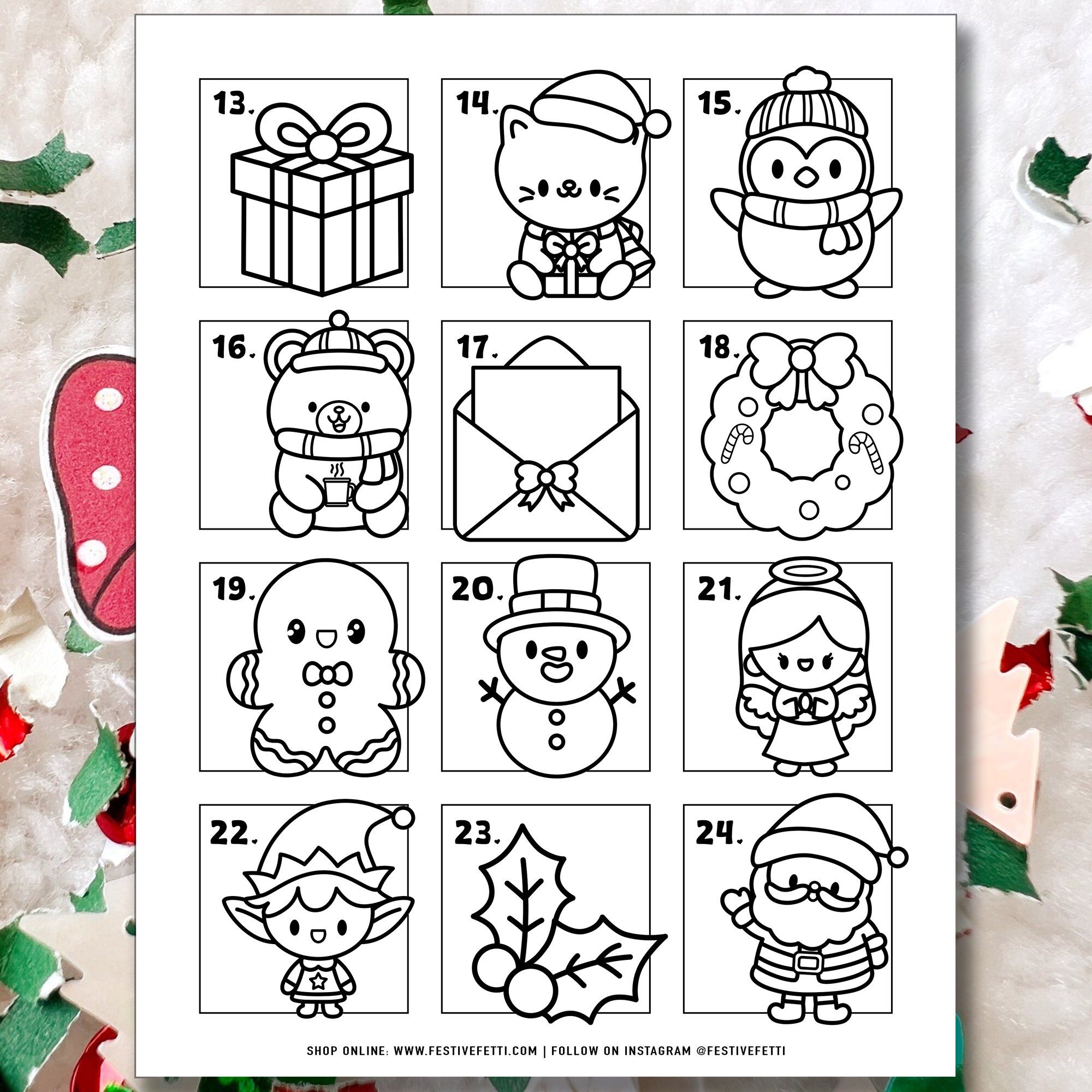 Printable Christmas Coloring Countdown, Kids Christmas Coloring Pages ...