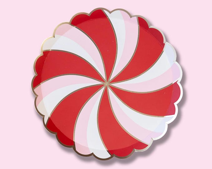 Peppermint Candy Scalloped Plates, Christmas Party Plates, Holiday ...