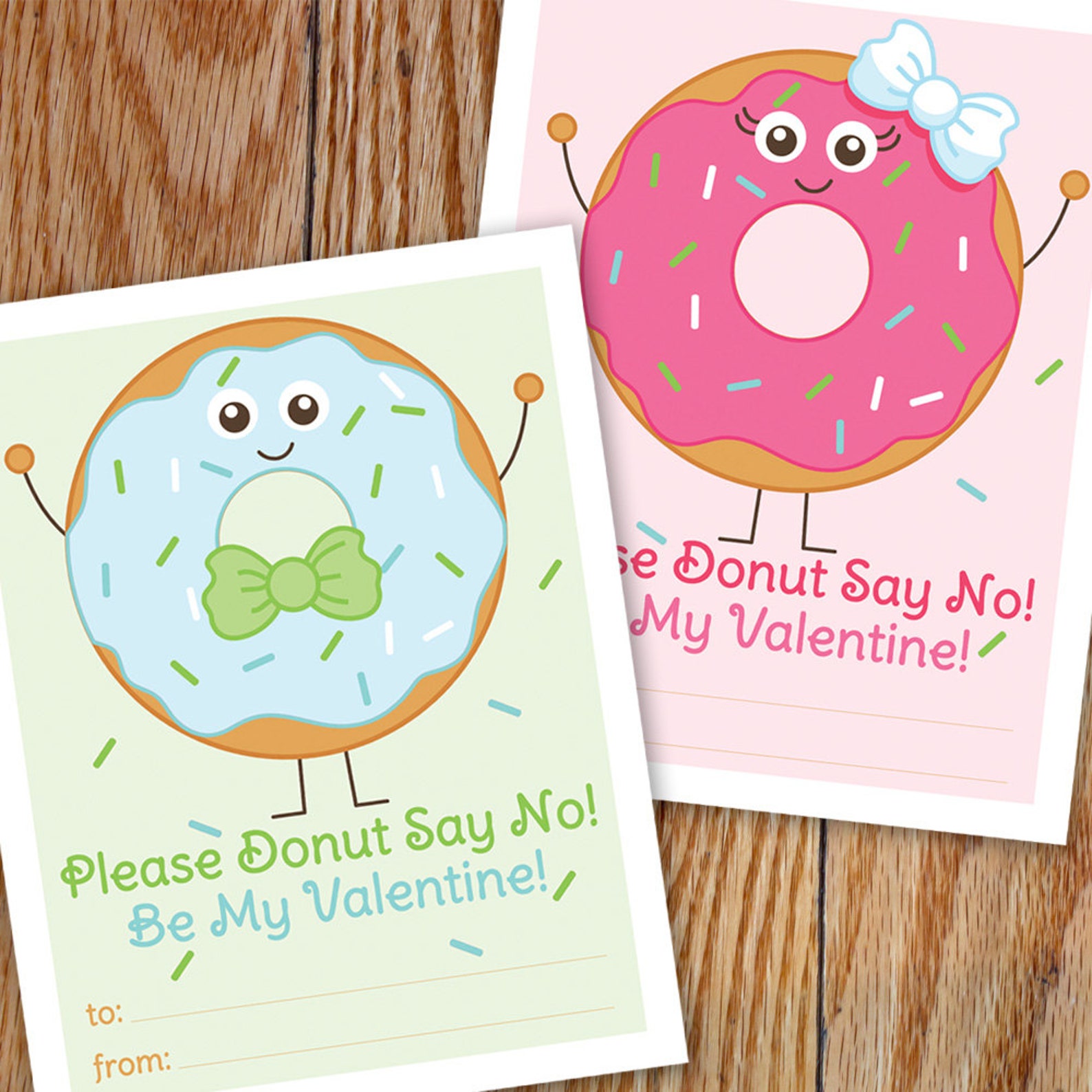 Donut Valentine Printable Cards Doughnut Valentines Boy and - Etsy