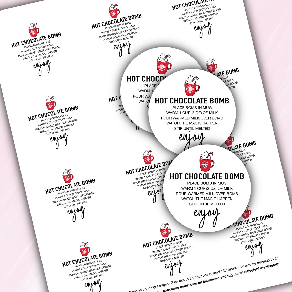 Hot Chocolate Bomb Tag, Printable Hot Cocoa Bomb Labels, Hot Cocoa Gift ...