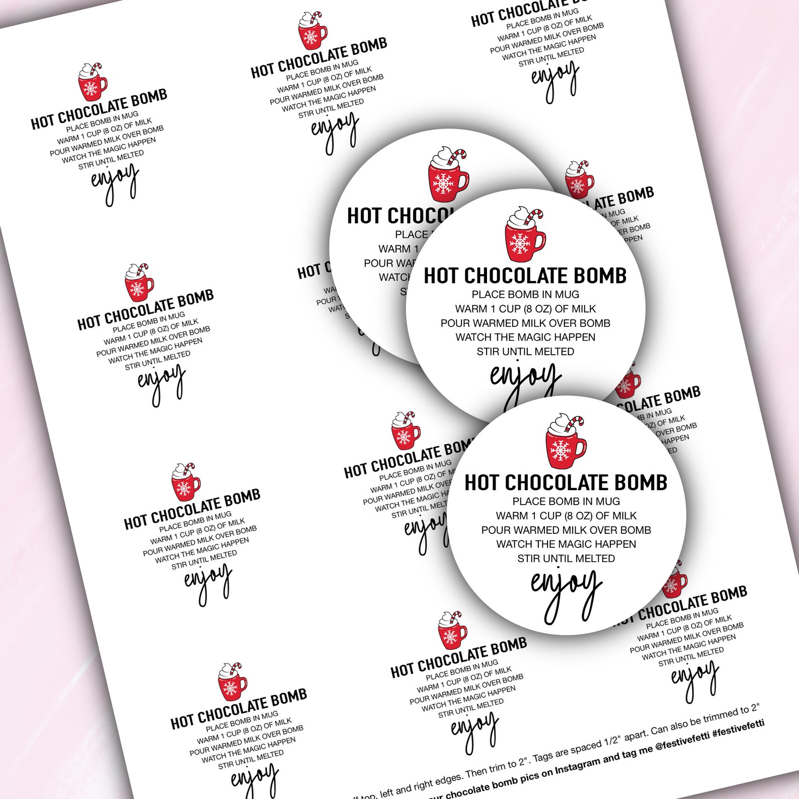 Hot Chocolate Bomb Tag Printable Hot Cocoa Bomb Labels Hot - Etsy