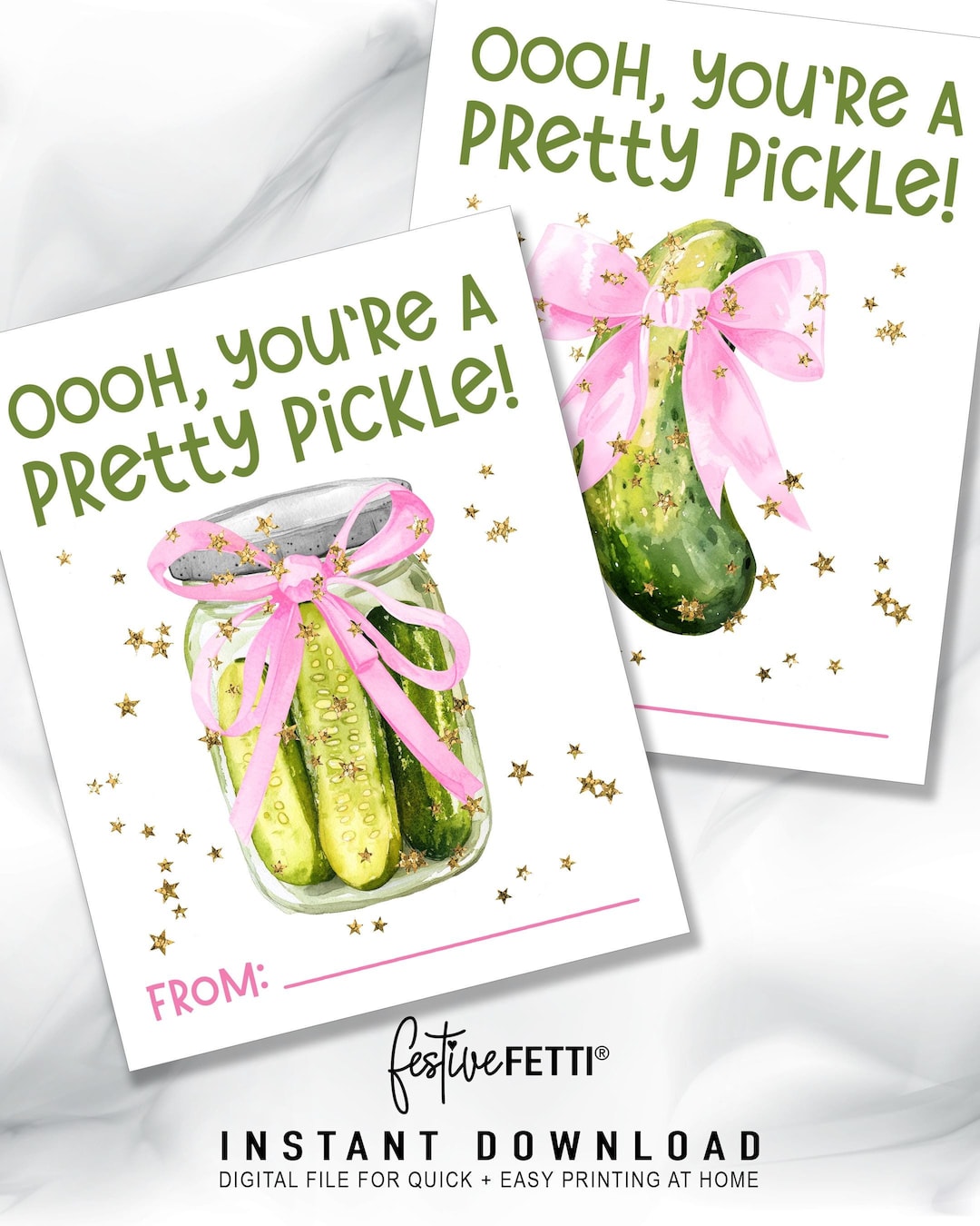 Pickle Valentine, Printable Valentine Card, Pretty Pickles, Classroom ...
