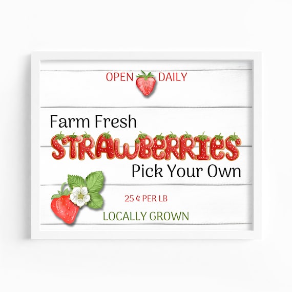 Farm Fresh Strawberries, Strawberry Market Sign, Tiered Tray Decor ...