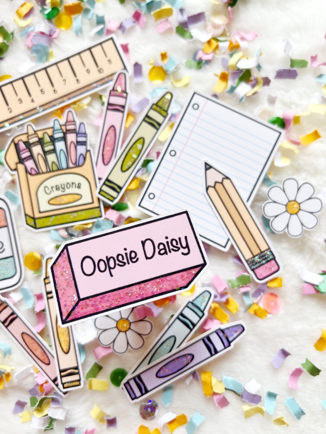 Handmade Back to School Confetti: Glittered School Supply Decorations ...
