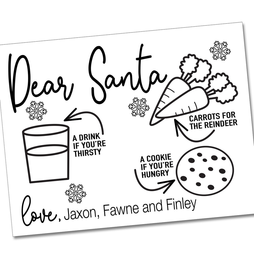 Santa Placemat, Personalized, Printable Santa Cookie Plate, Dear Santa ...