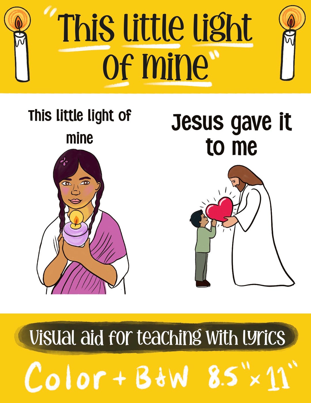This Little Light of Mine Song Visual Aid With Lyrics/primary and ...