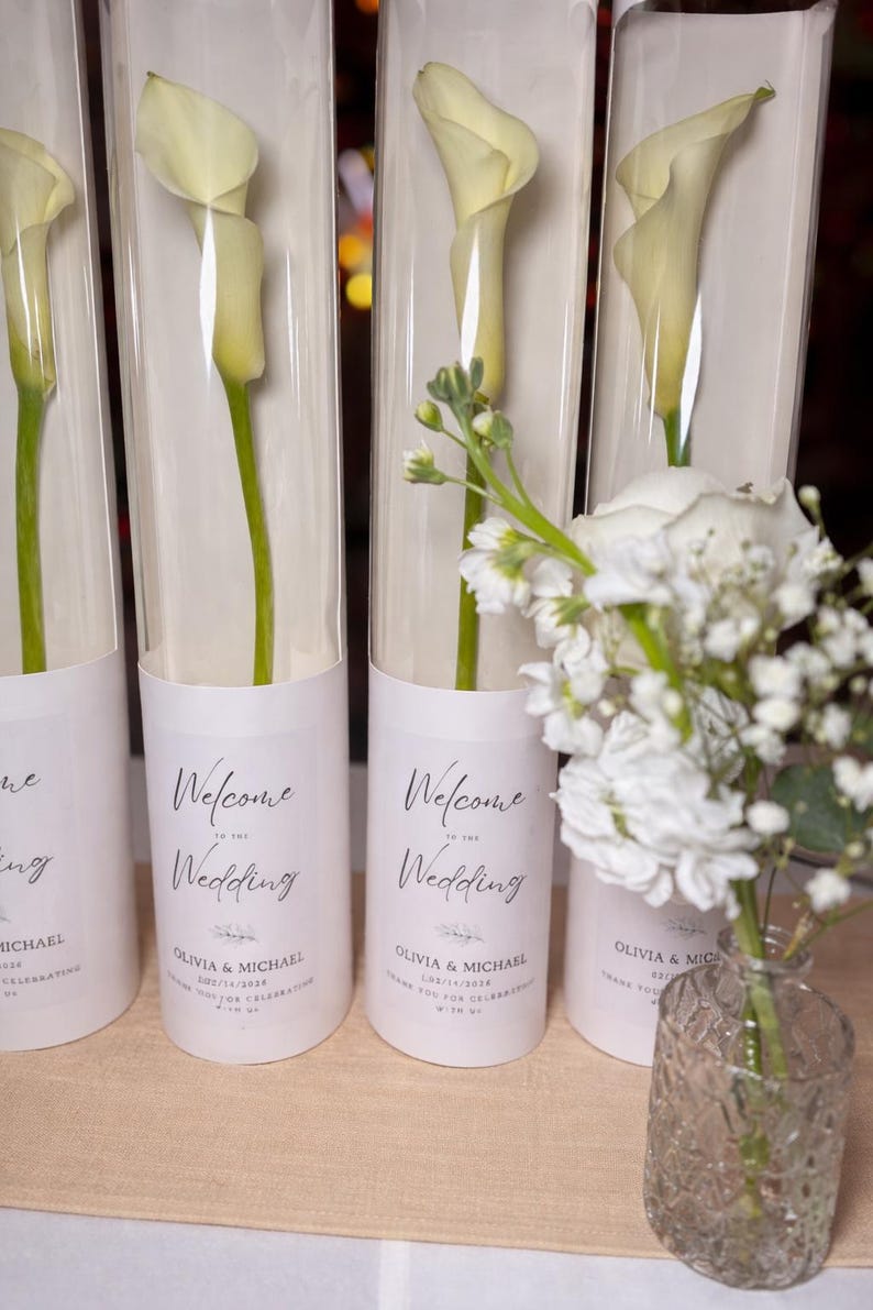 Personalized Wedding Flower Tubes | Modern Bridal Shower Decor - Etsy